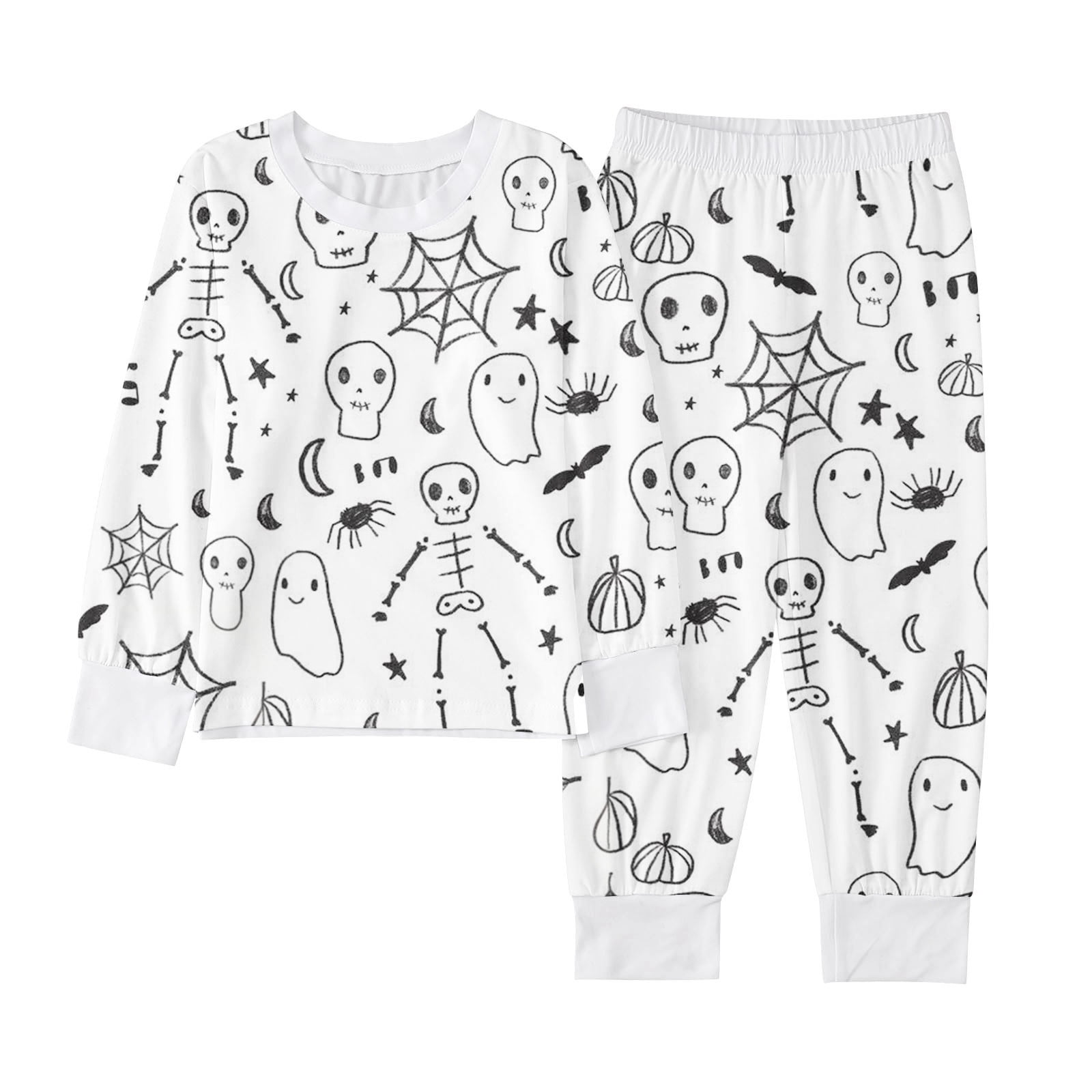 Big Boys Outfits Sets Pumpkin Ghost Skeleton Pajama Long Sleeve ...