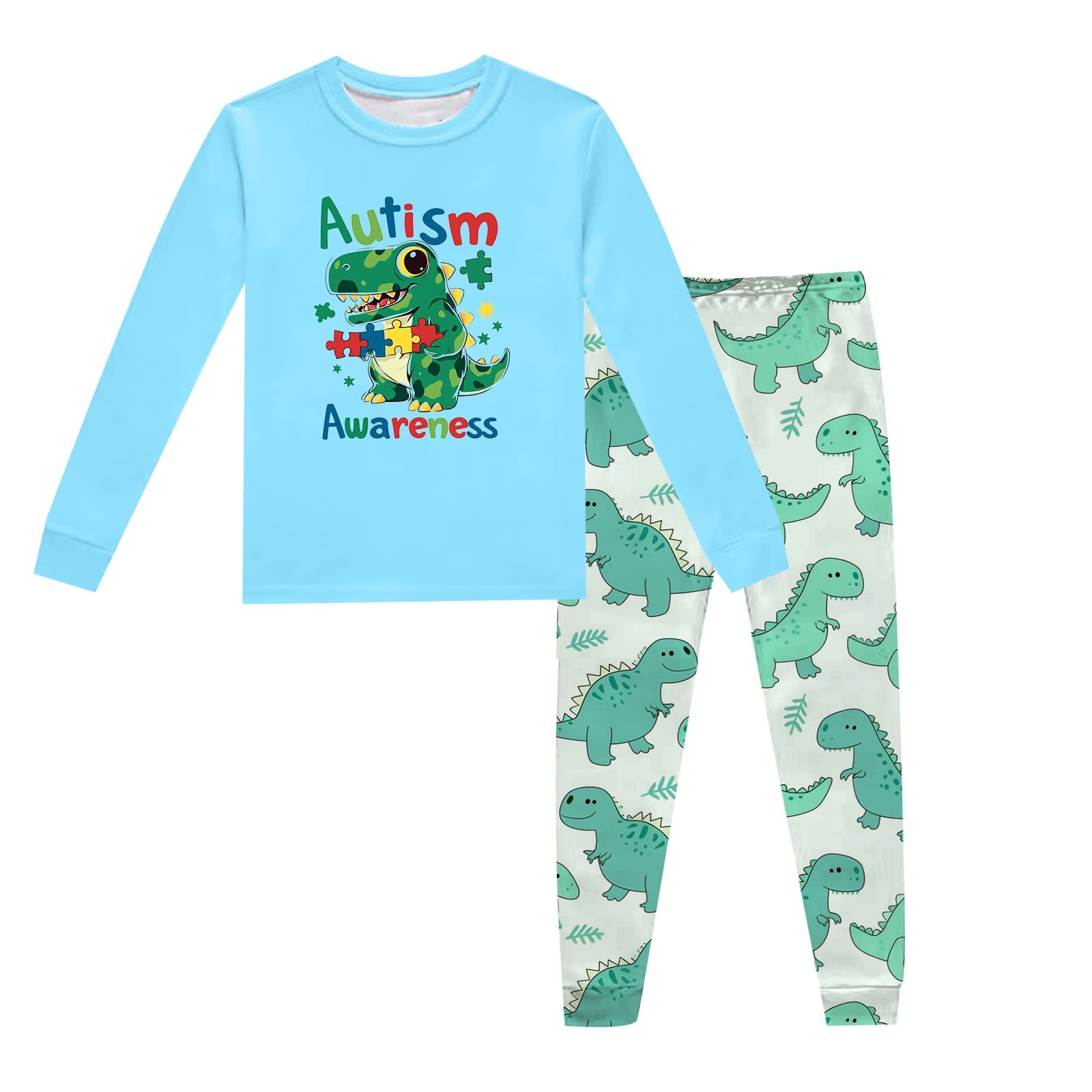 Big Boys Pajamas Cartoon Print Cotton Long Sleeve Pjs Loose Fit Crew ...