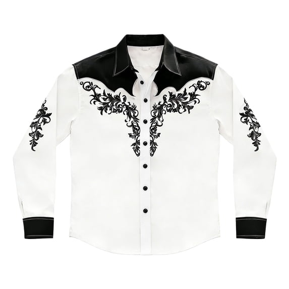 Big Boys Performance Shirts Western Cowboy PrinLong Sleeve Button Down ...
