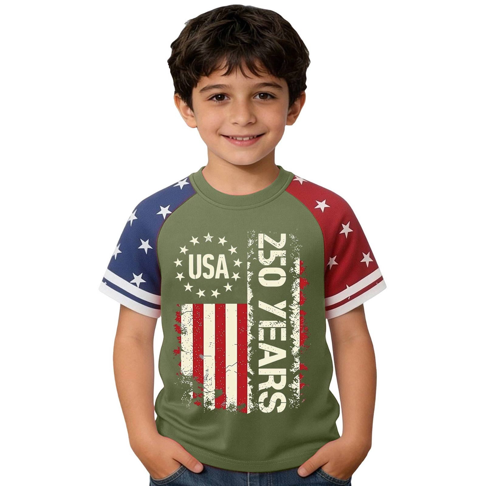 Big Boys Shirts Patriotic Print Short Sleeve Casual Summer for Kids ...