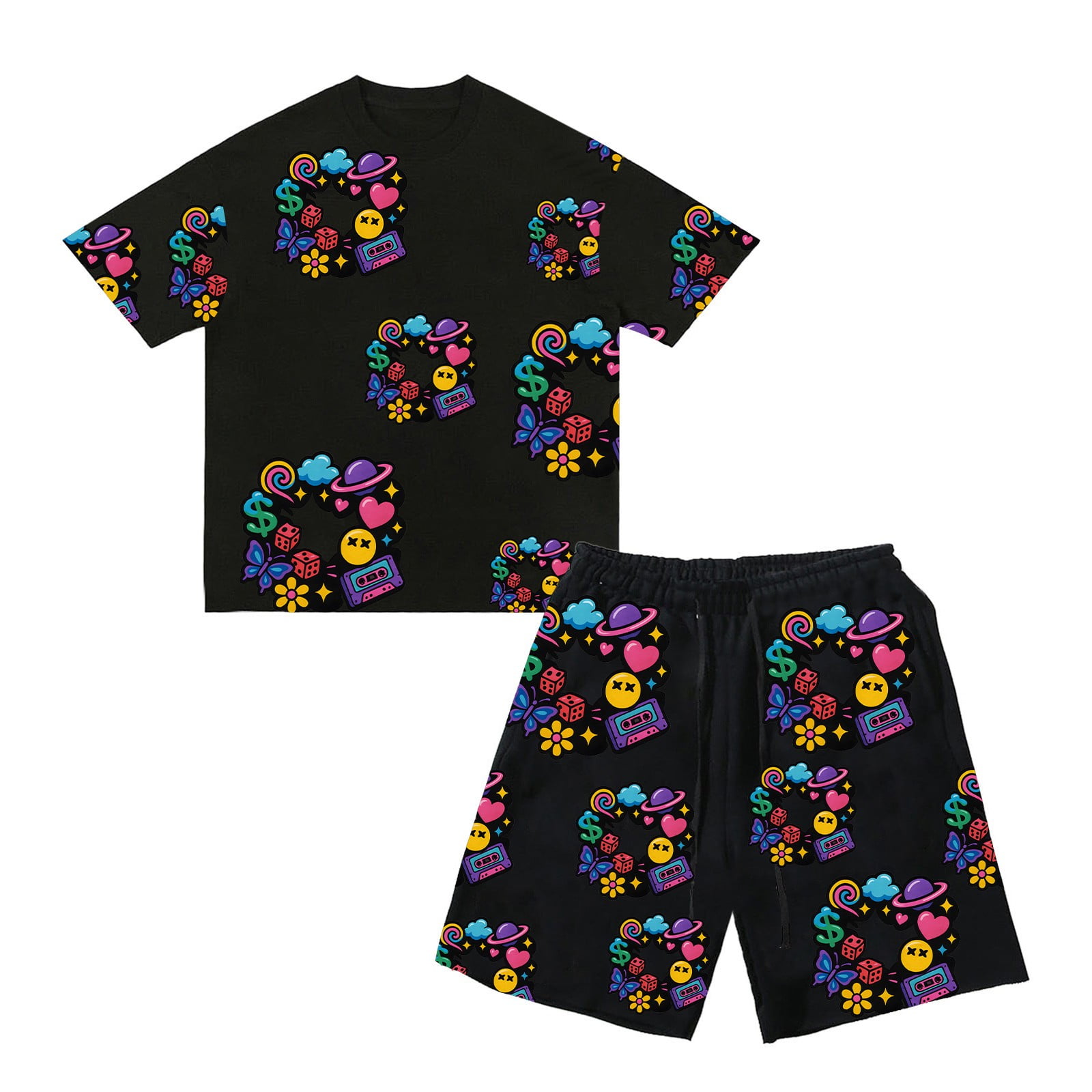 Big Boys Summer Outfits Casual Shorts Set Crewneck Elastic Waist Kids ...