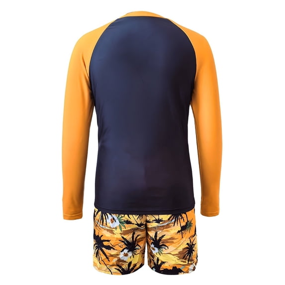 Big Boys Swim Suit Long Sleeve Swim Shirt And Trunks Upf 50 Sun ...