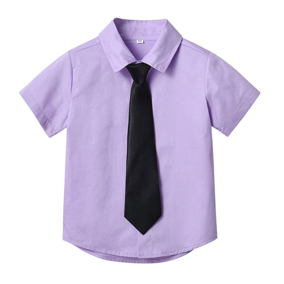 Big Boys Tops Children'S Summer Breasted Solid Color Short Sleeved ...
