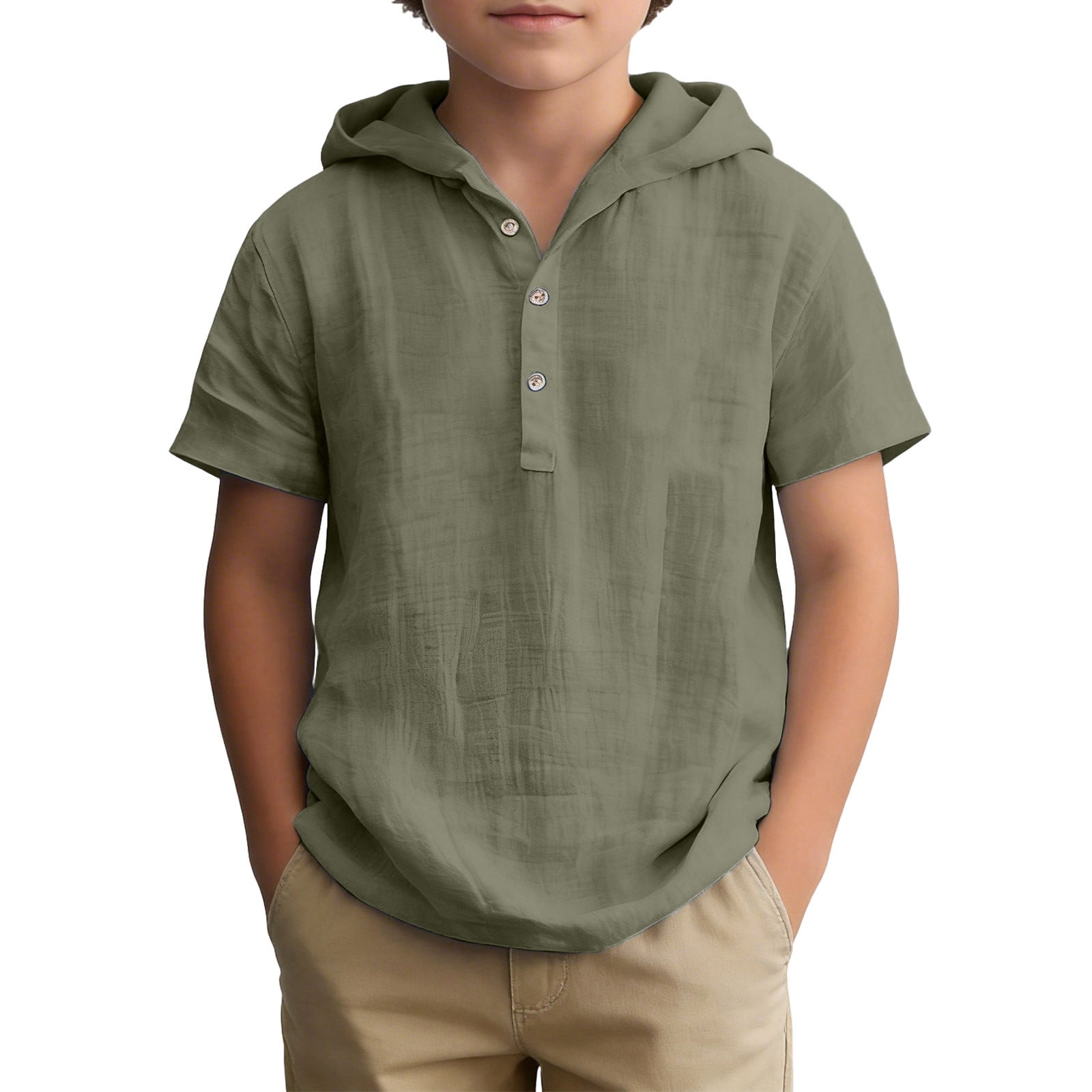 Big Boys Tops Hooded Tops Linen Fabric Short Sleeve Design Boys Tops ...