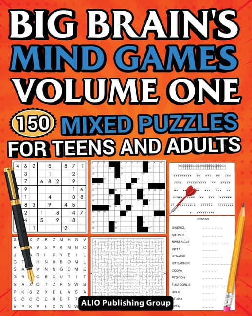 Big Brain Books Big Brain's Mind Games Volume One 150 Mixed Puzzles for ...