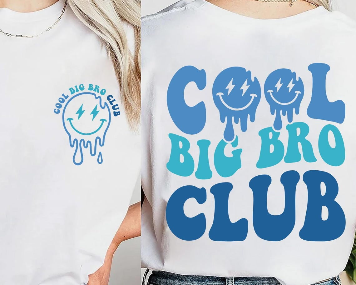 Big Bro Club Shirt: Trendy Drip Smiley Face Sibling Tee TSHIRT All Size ...