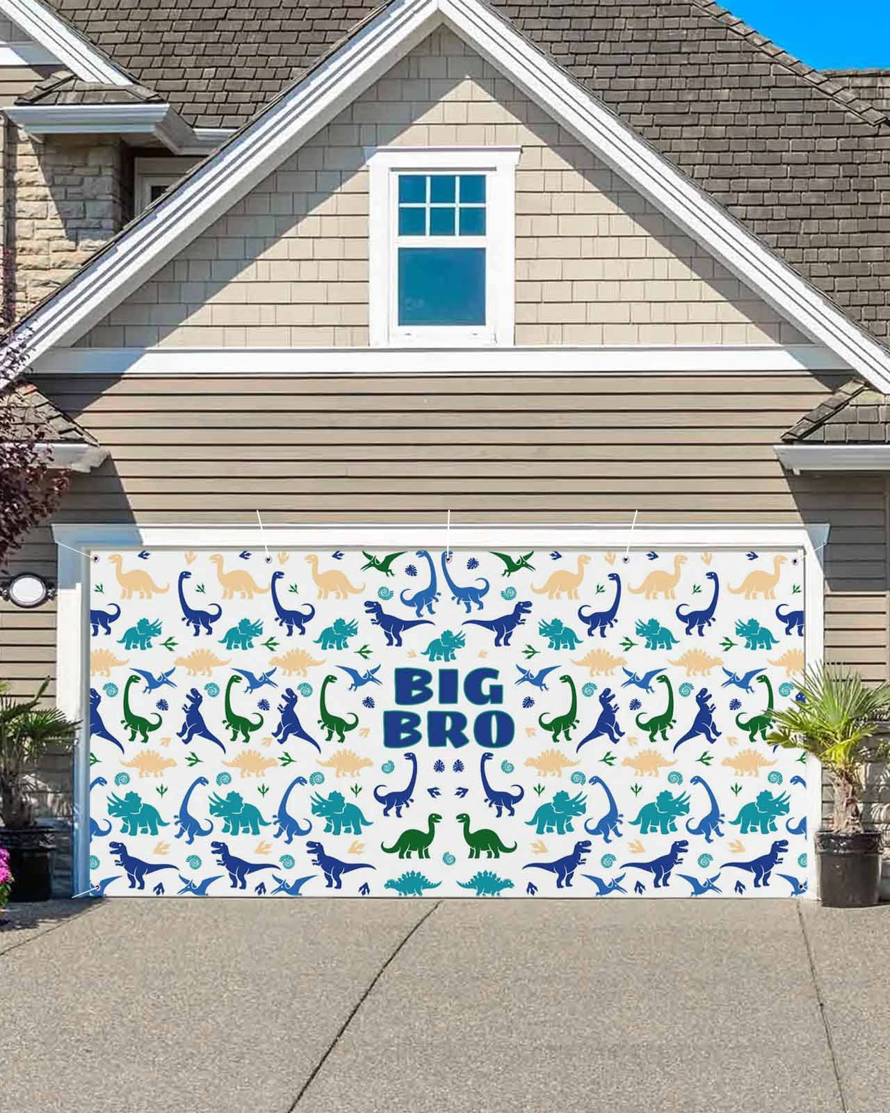 Big Bro Garage Door Banner Covers, Cartoon Green Blue Yellow Dinosaurs ...