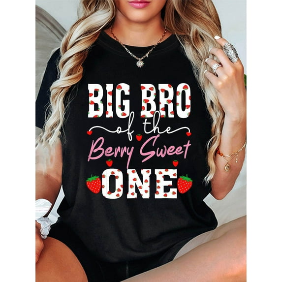 Big Bro of the Berry Sweet One Strawberry Themed Graphic T Shirt for ...