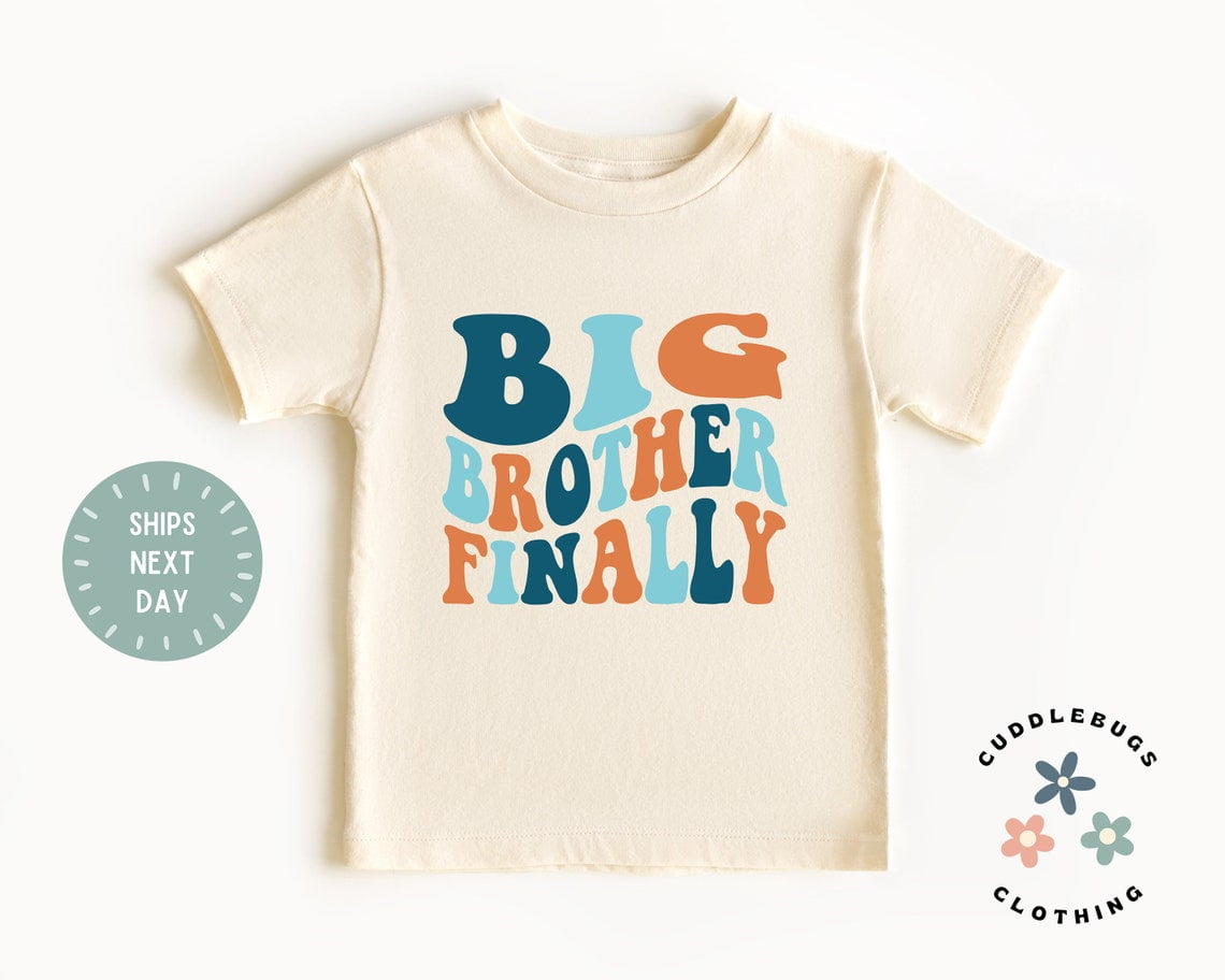Big Brother Finally Bllue And Orange Kids Shirt - Retro Big Brother ...
