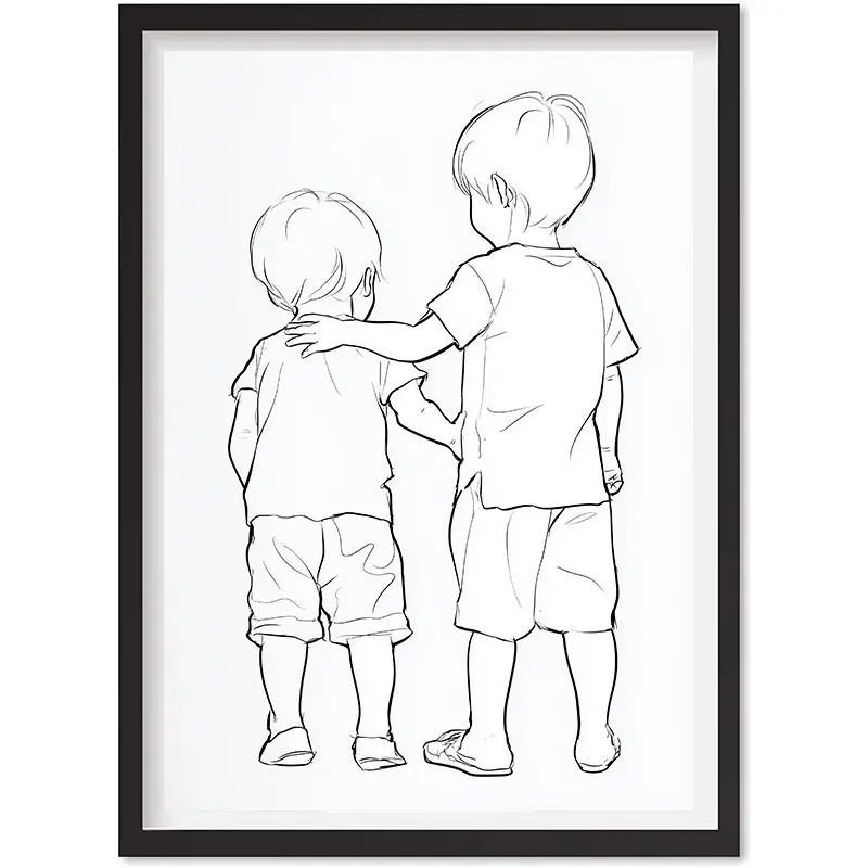 Big Brother Little Brother Line Art Print, Brothers Gift, Family Wall ...