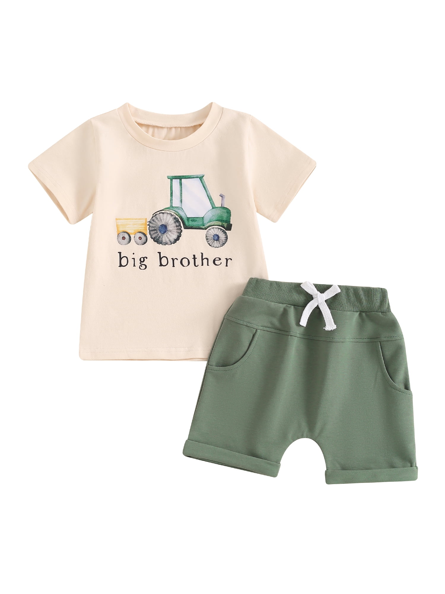 Big Brother Little Brother Matching Outfits Short Sleeve Tractor Print ...