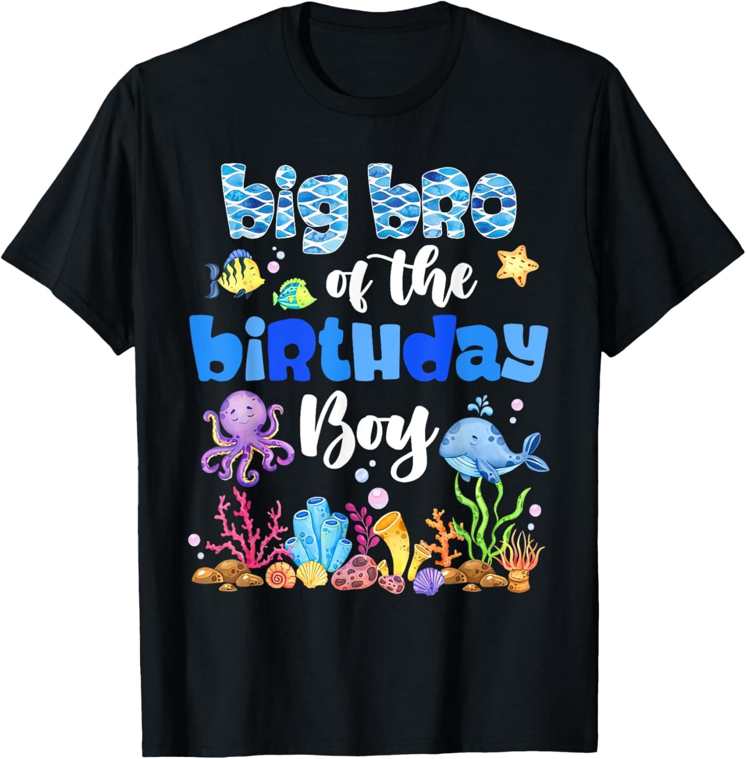 Big Brother Of The Birthday Boy Sea Fish Ocean Animals Aquarium T-Shirt ...