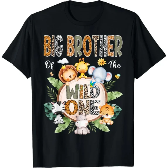 Big Brother Of The Wild One Safari Jungle First Birthday Unisex T-Shirt ...