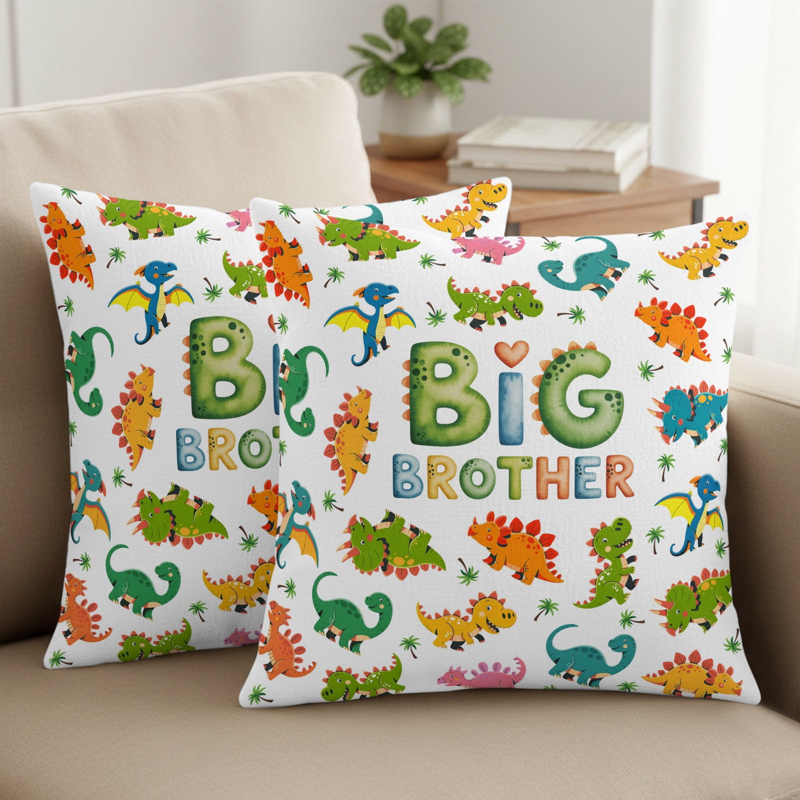 Big Brother Pillow Covers Set of 2, Cartoon Pink Yellow Green Blue ...
