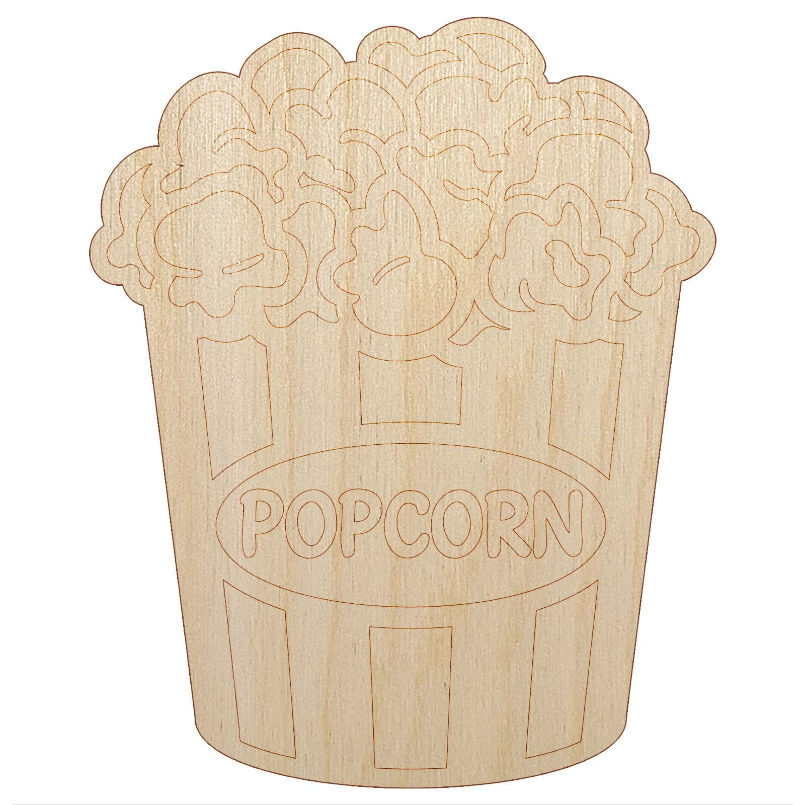 Big Bucket of Popcorn Movie Theater Wood Shape Unfinished Piece Cutout ...