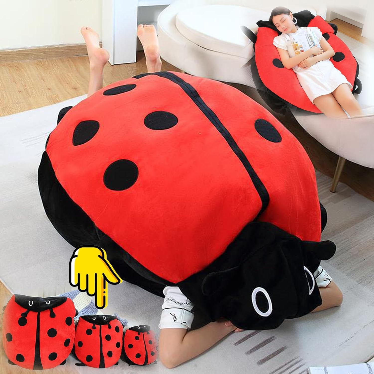 Big Bug Wearable Pillow, Ladybug Pillow Wearable, Removable Oversized ...