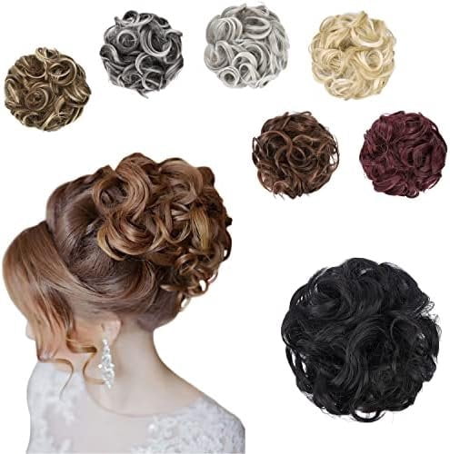 Big Bun Extension Curly Hair Buns Hair Pieces for Women Synthetic Wavy ...