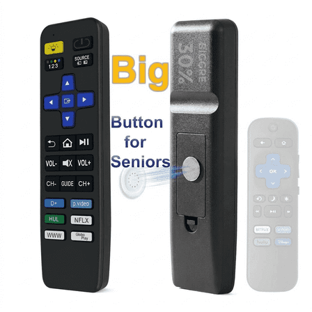 Flipper Big Button Remote for Seniors, Universal TV Remote with Large ...