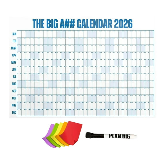 The Big A Calendar 2026, 2026 Yearly Wall Calendar Dry Erase, 12 Months ...