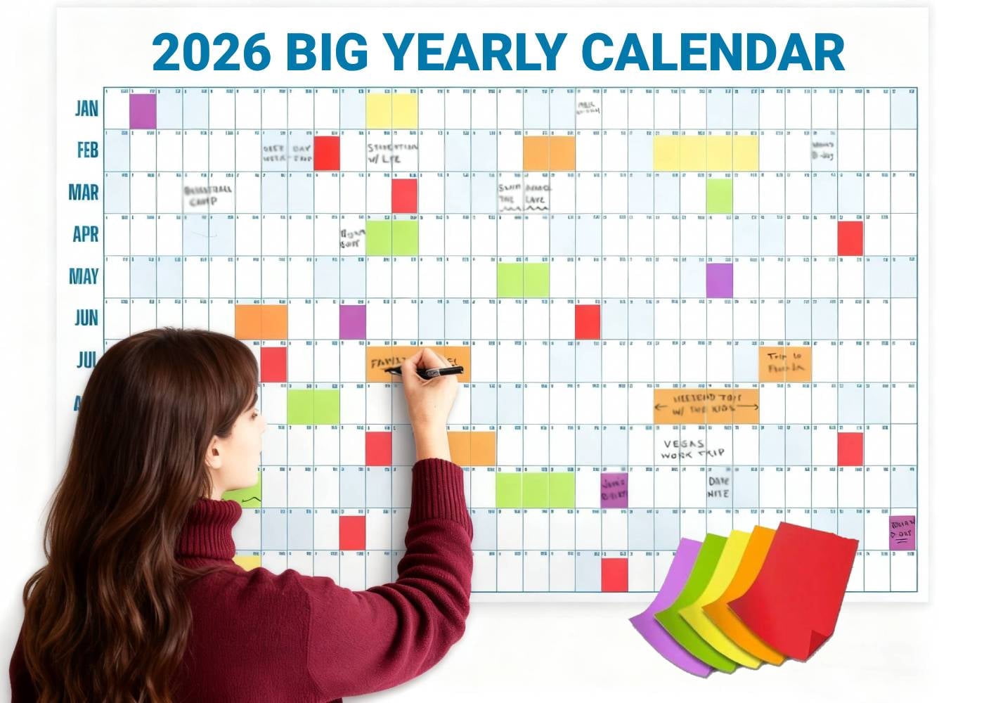 The Big A Calendar 2026, 2026 Yearly Wall Calendar Dry Erase, 12 Months ...