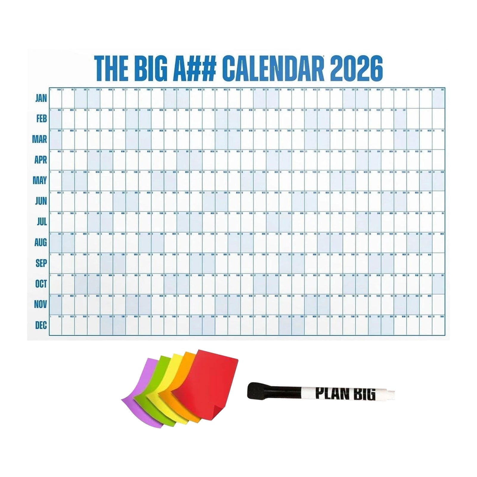 The Big A Calendar Full-Year Wall Calendar – 2026 Dry-Erase – Includes ...