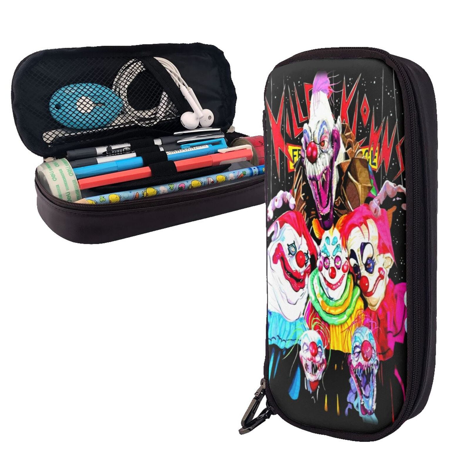 Big Capacity Killer Klowns Leather Pencil Bag Waterproof Durable Pencil ...