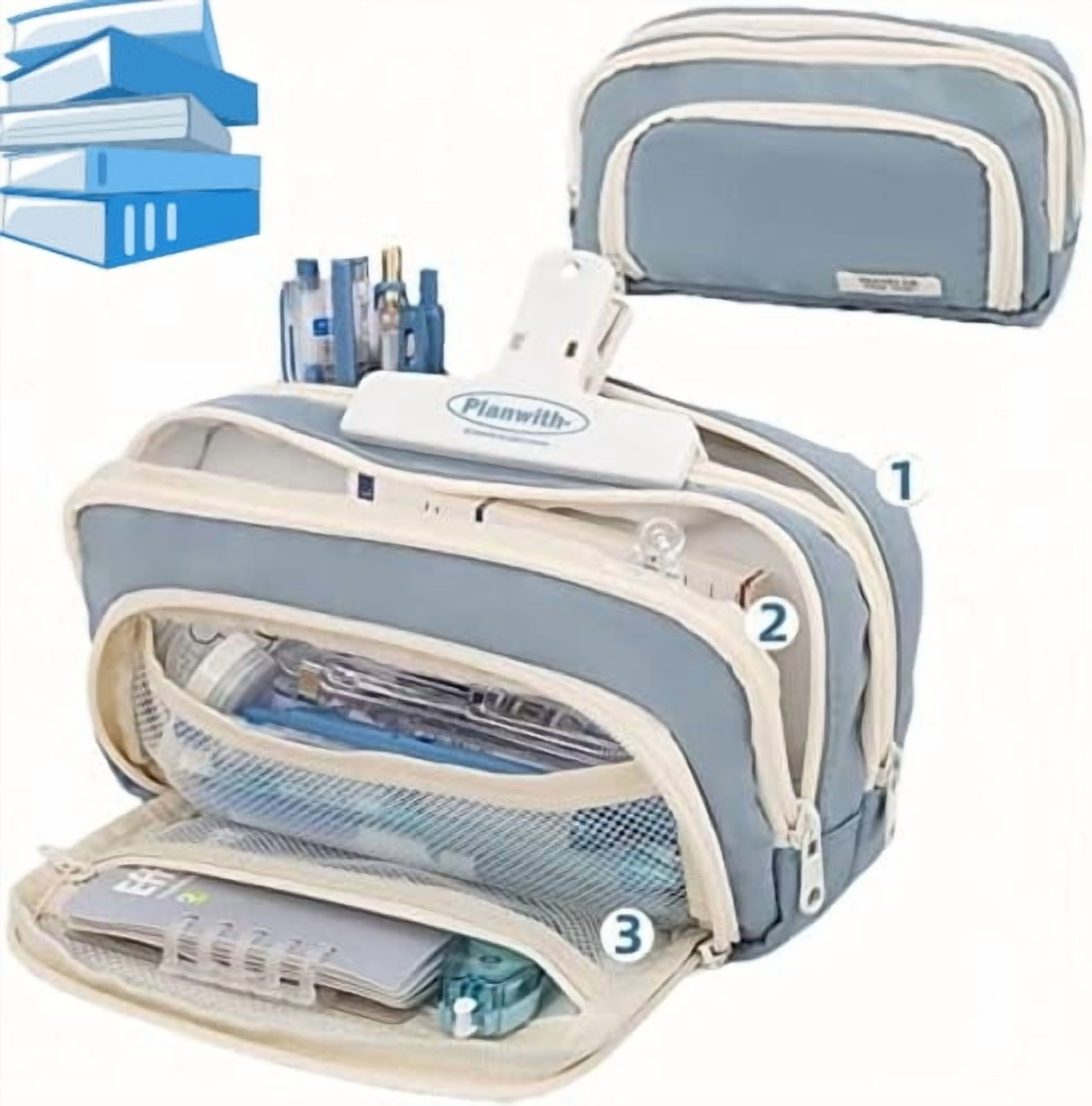 Big Capacity Pencil Case 3 Compartments Large Pencil Pouch Pen Bag ...