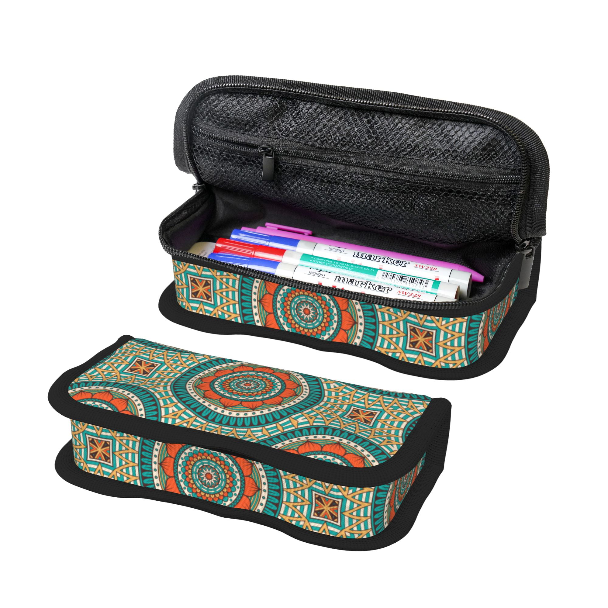 Big Capacity Pencil Case Classical Ethnic Pattern Background Canvas Bag ...
