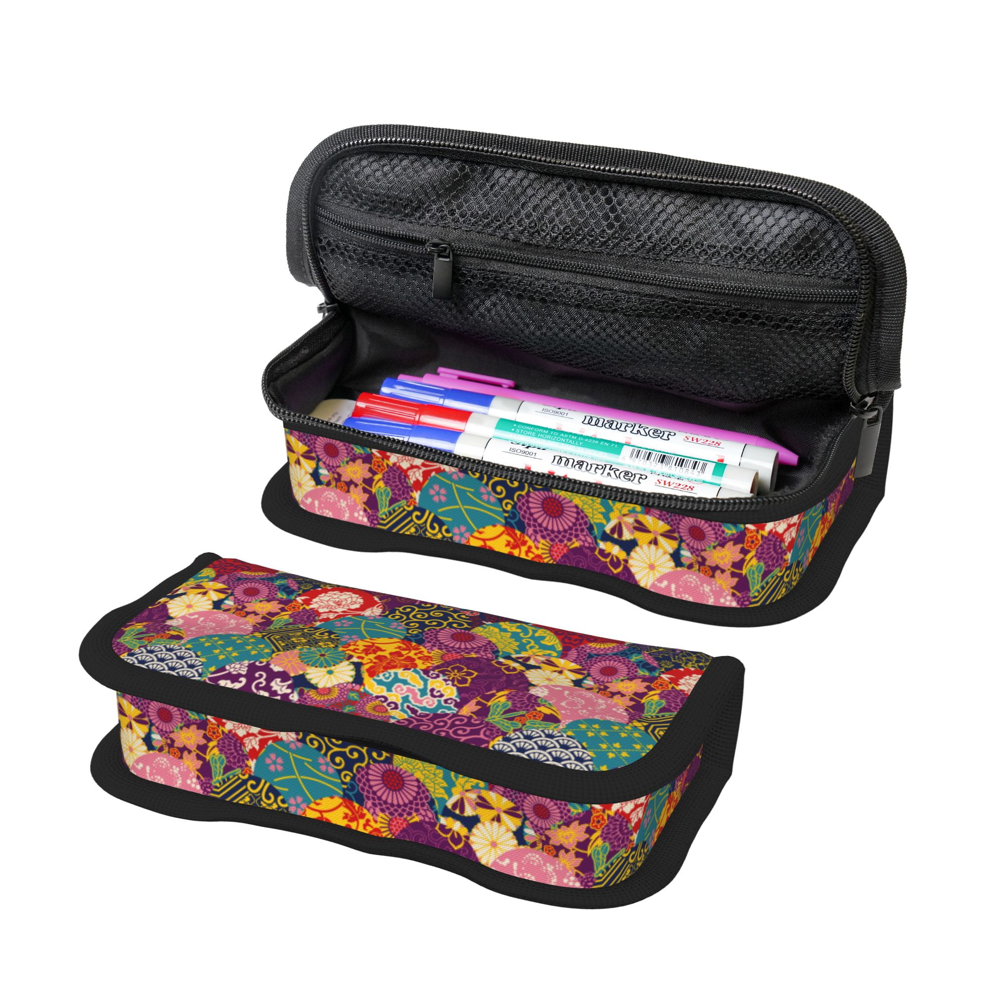 Big Capacity Pencil Case Fan Pattern Background Canvas Bag Pen ...
