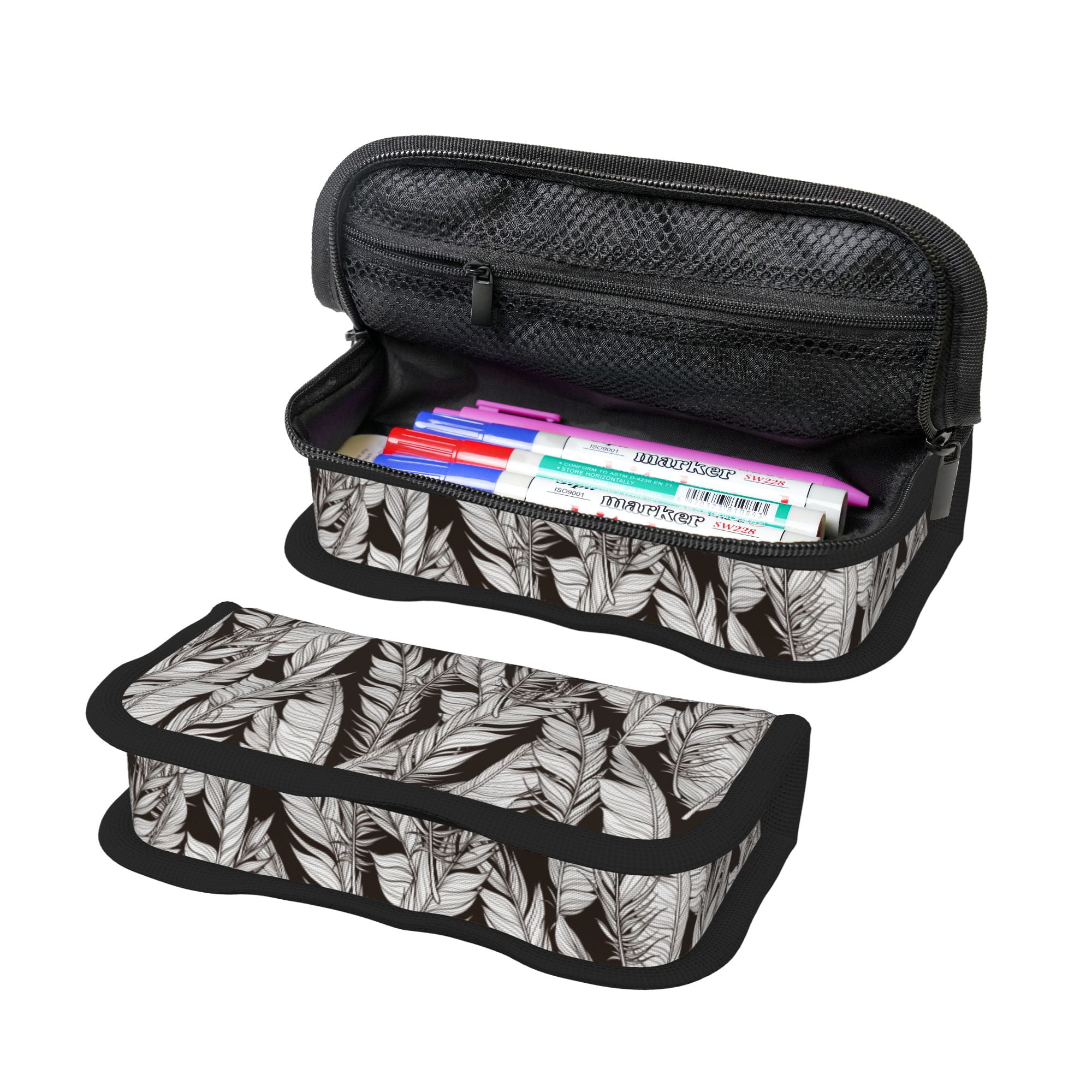 Big Capacity Pencil Case Feather Background Canvas Bag Pen - Walmart.com