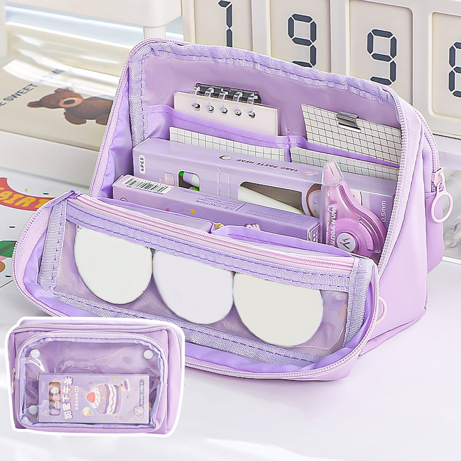 Big Capacity Pencil Case Pouch 9 Compartments Large Pencil Pouch Pen ...