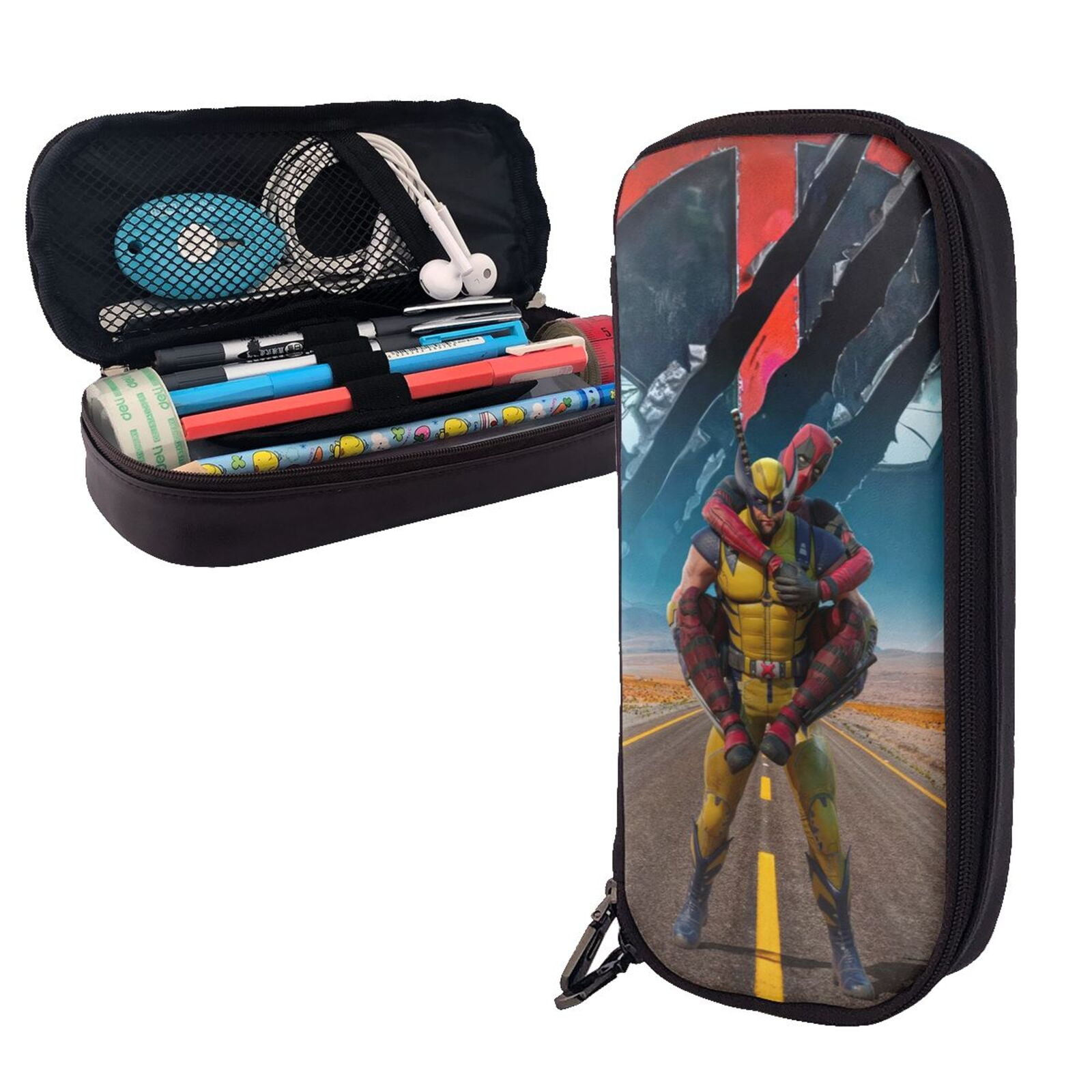 Big Capacity Deadpool Leather Pencil Box Multipurpose Pencil Case Cute ...