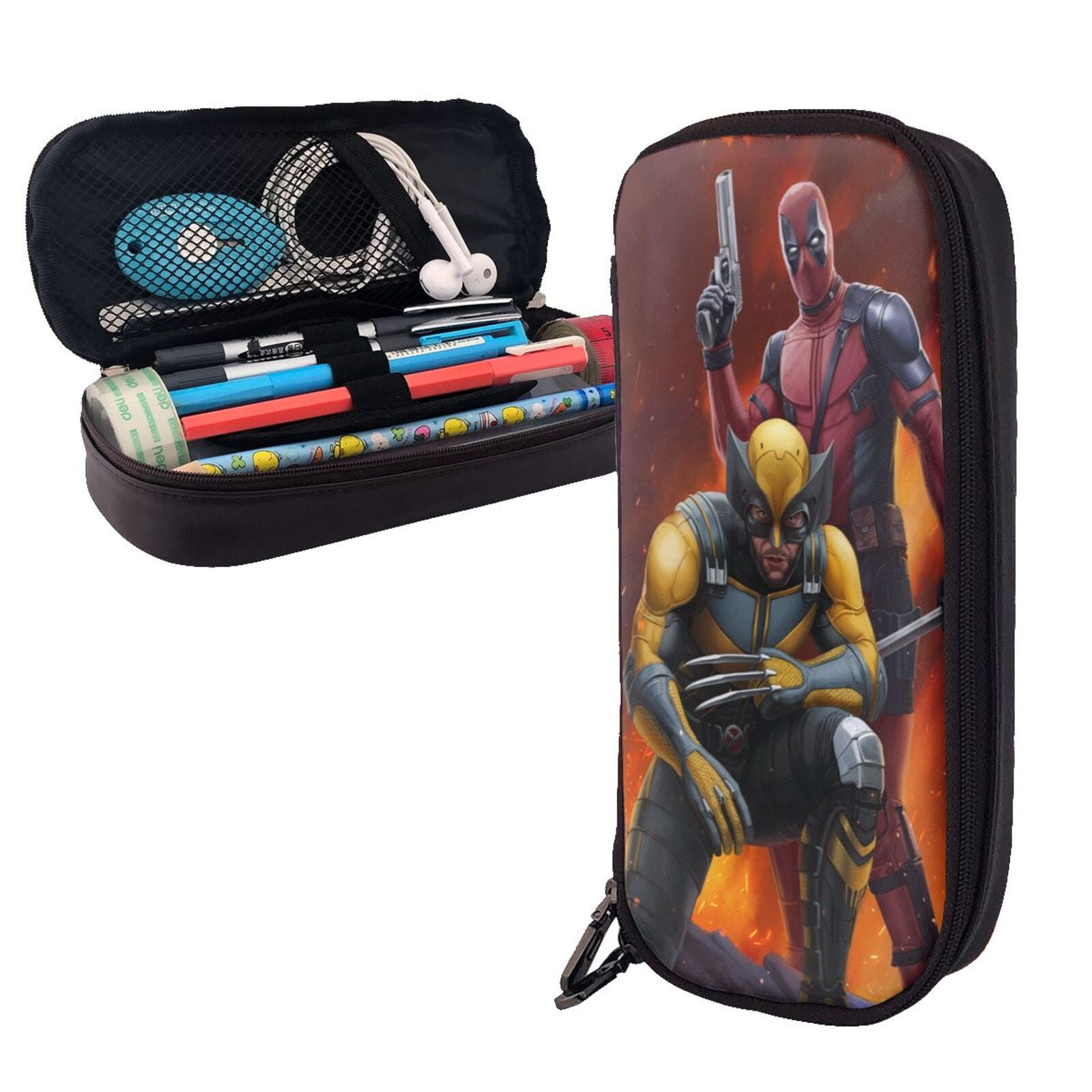 Big Capacity Deadpool Leather Pencil Box Multipurpose Pencil Case Cute ...