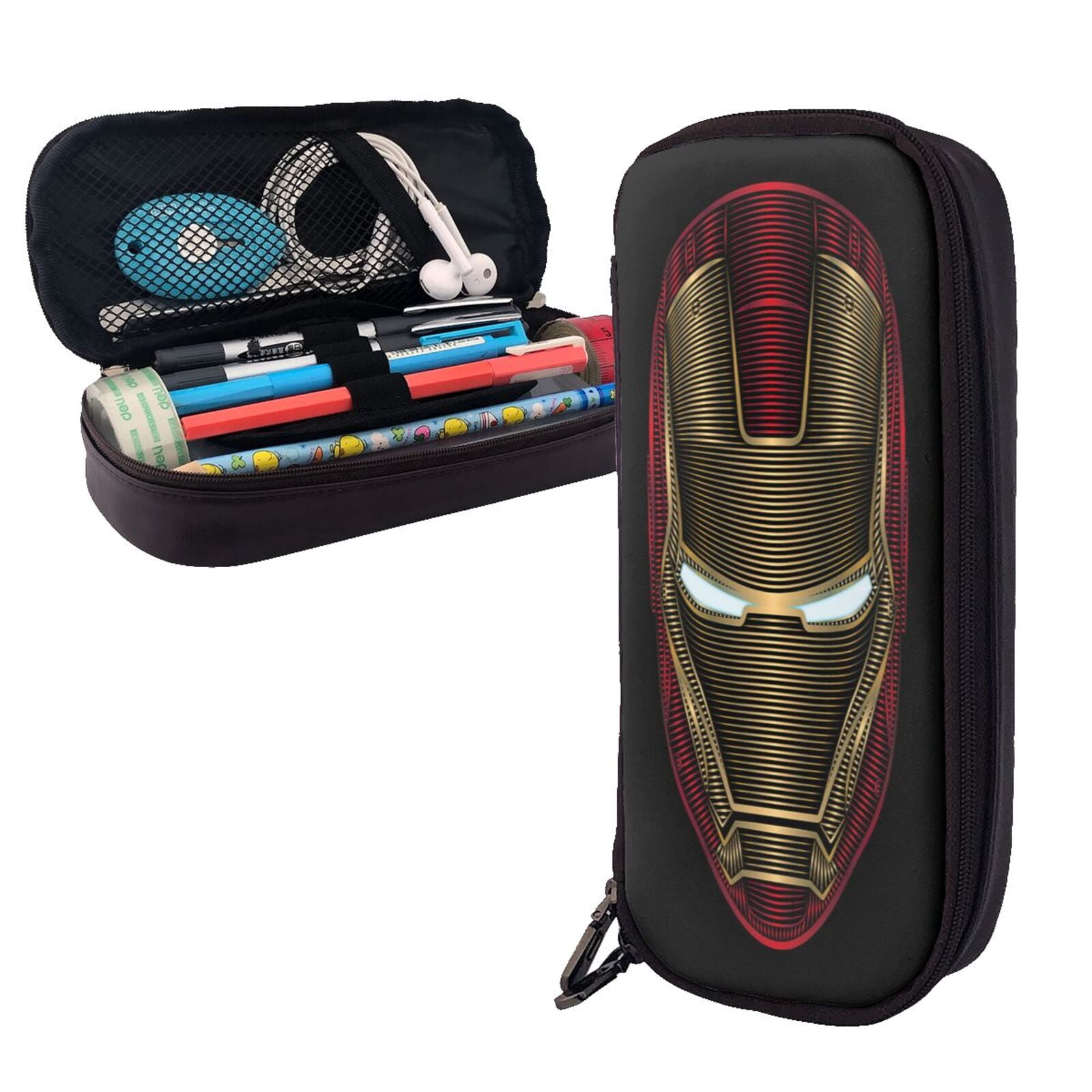 Big Capacity Iron Man Leather Pencil Box Multipurpose Pencil Case Cute ...
