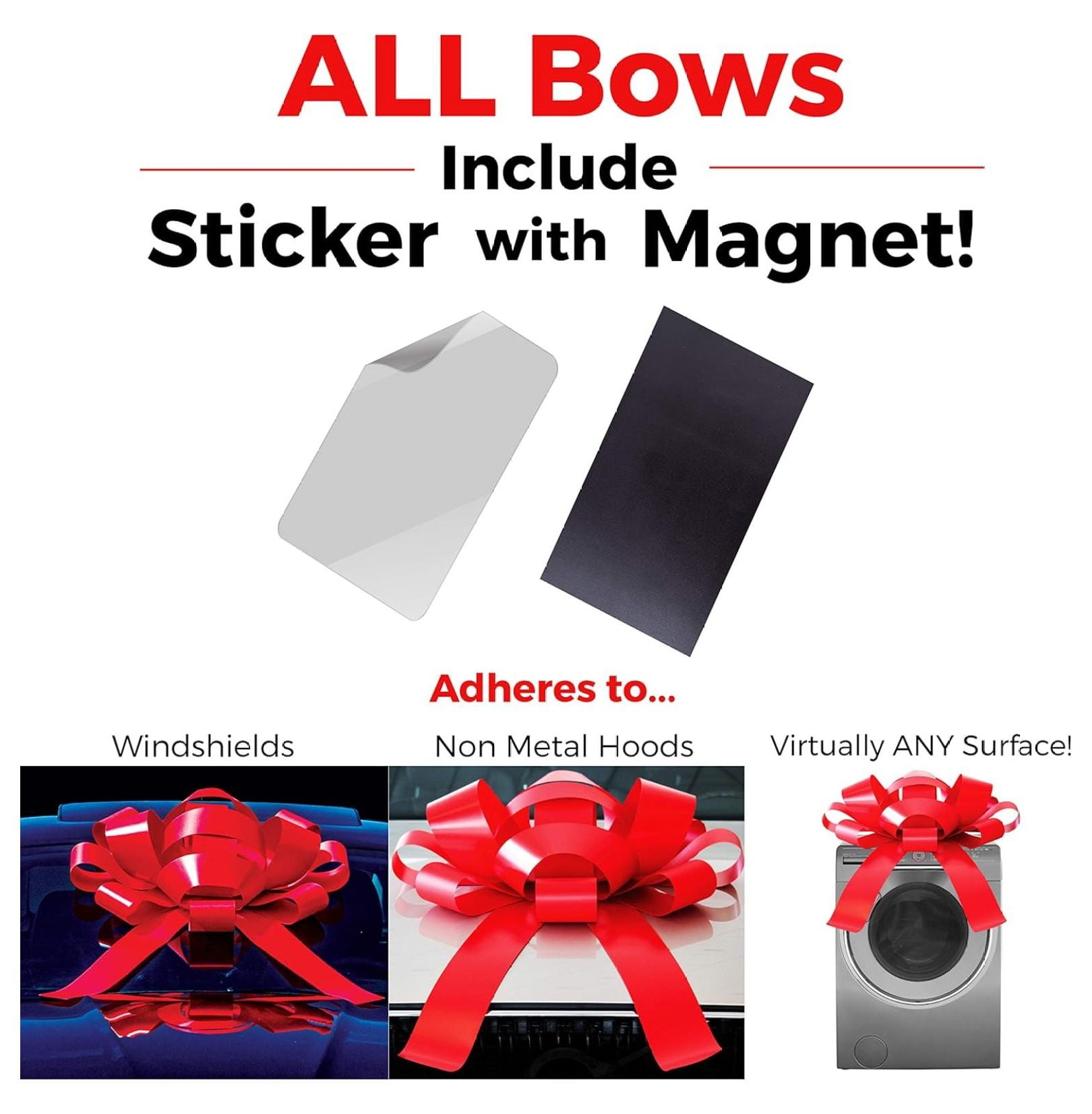 Big Car Bow, Surprise We Love You, Giant 30" Bow, Non Scratch Magnet ...