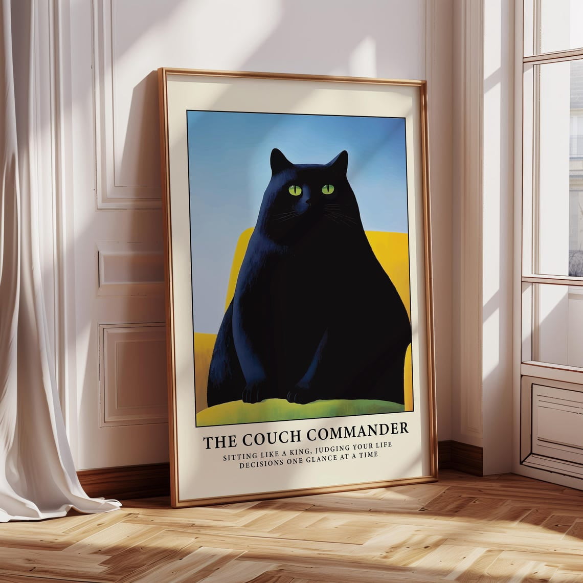 Big Cat Art Wall Black Cat Poster Of Fat Black Cat Print For Girls Room ...