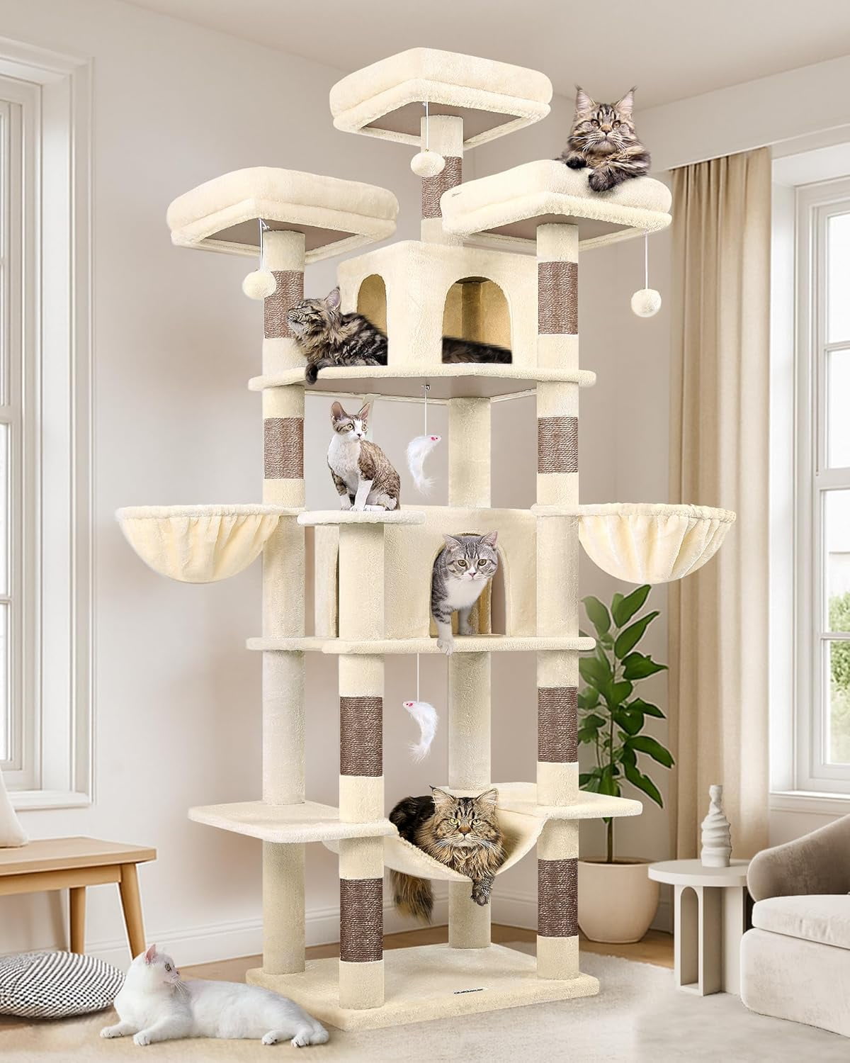Big Cat Tower for Indoor Cats, 80inch Cat Tower for Multiple Adult Cats ...