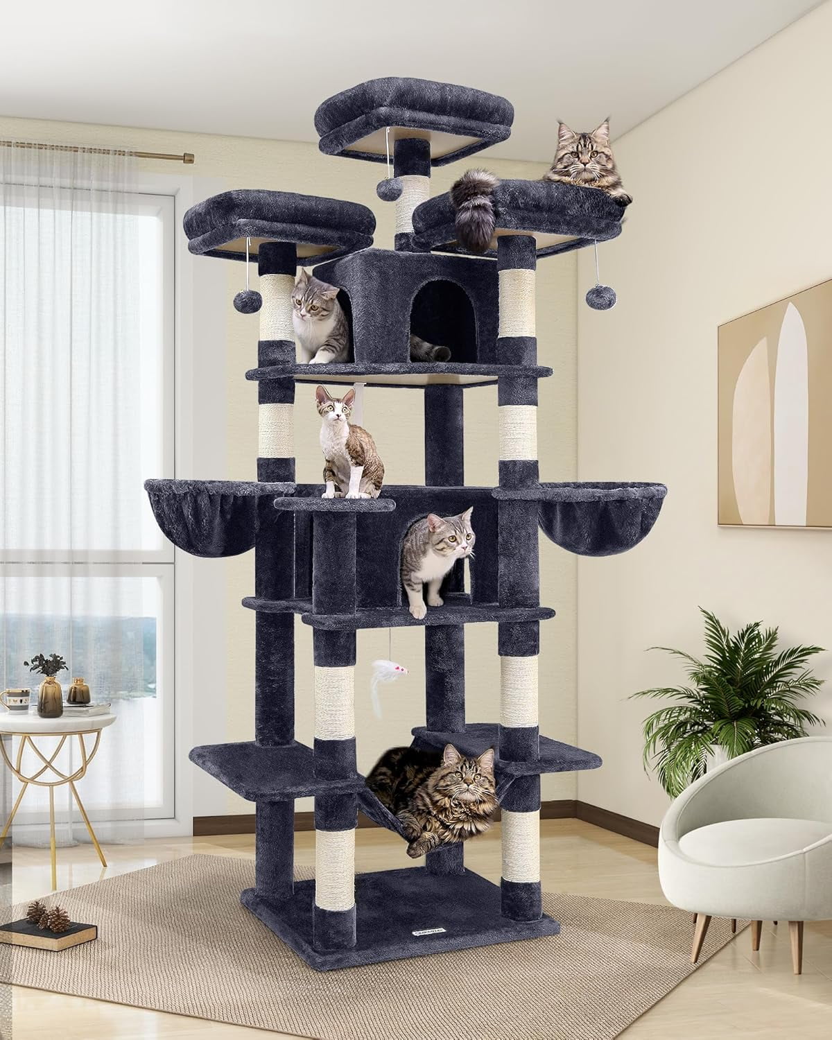 Big Cat Tower for Indoor Cats, 80inch Cat Tower for Multiple Adult Cats ...
