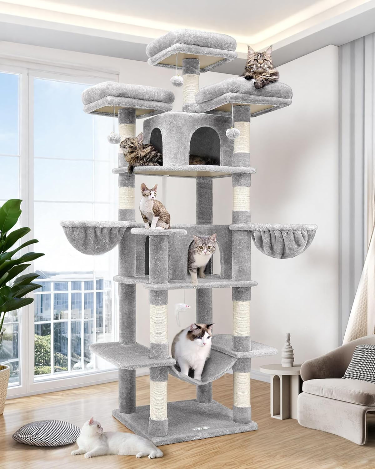 Big Cat Tower for Indoor Cats, 80inch Cat Tower for Multiple Adult Cats ...
