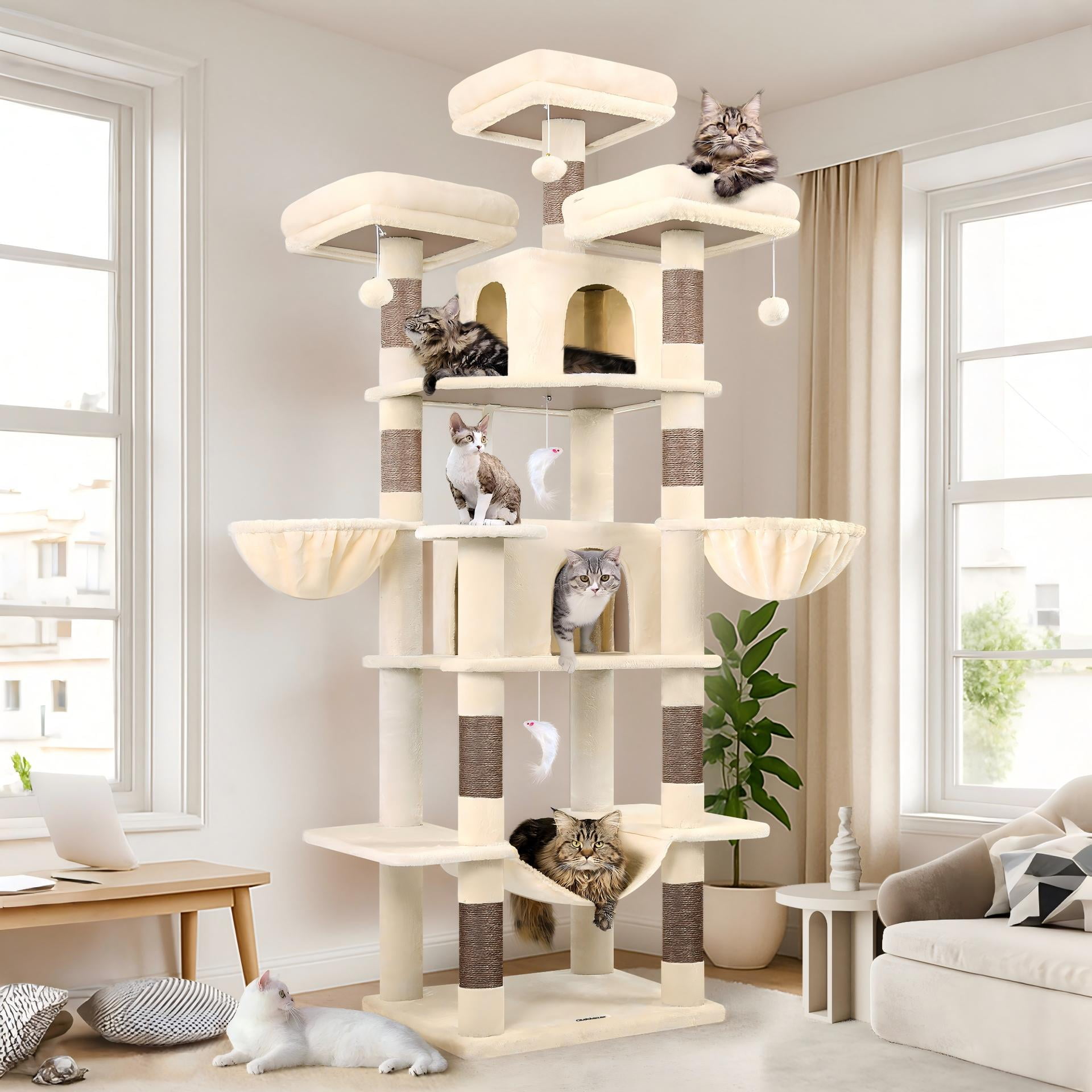 Big Cat Tower for Indoor Cats, 80" XXL Cat Tree with Scratching Post ...