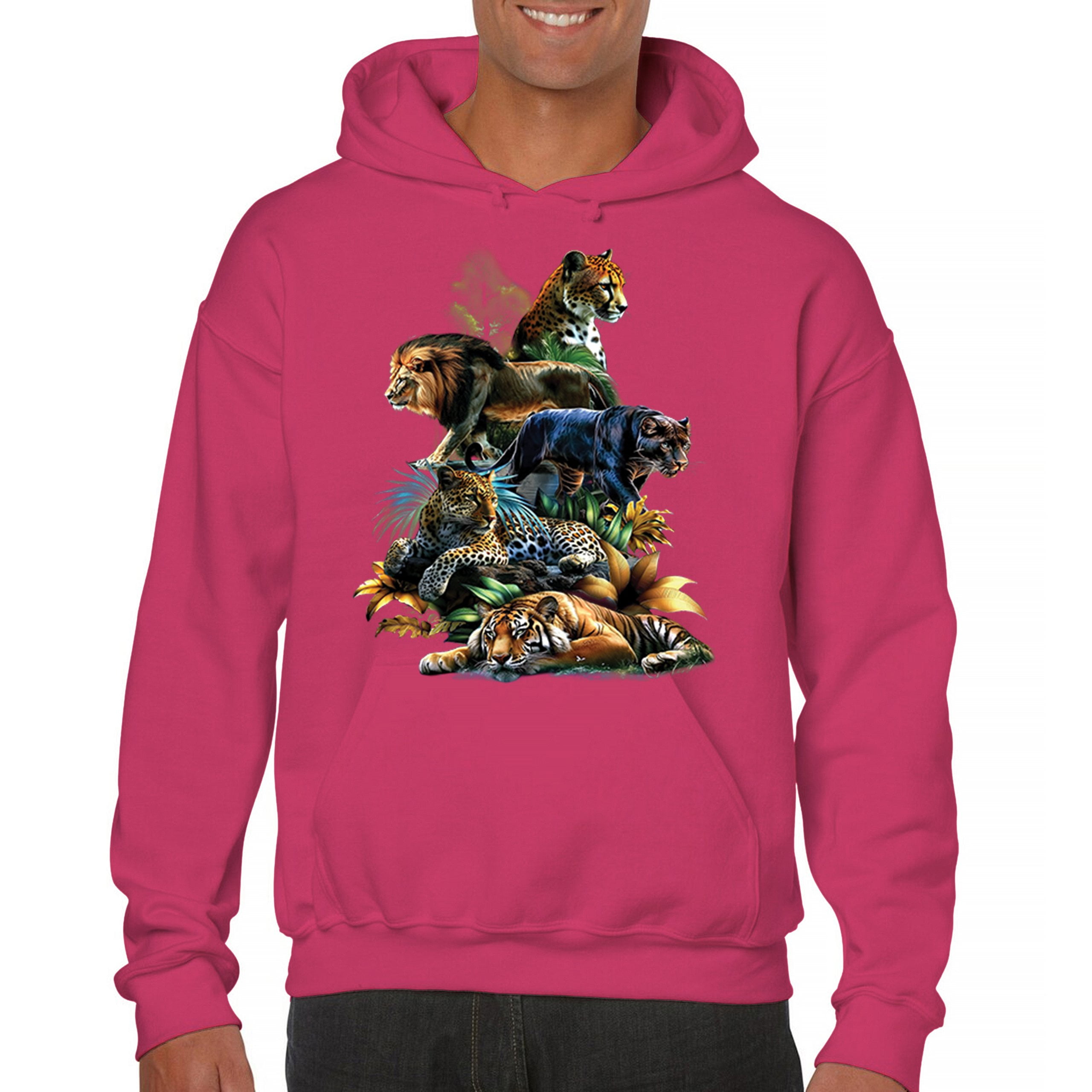 Big Cats Jungle Collage Sweatshirt Lion Tiger Panther Leopard Wild ...