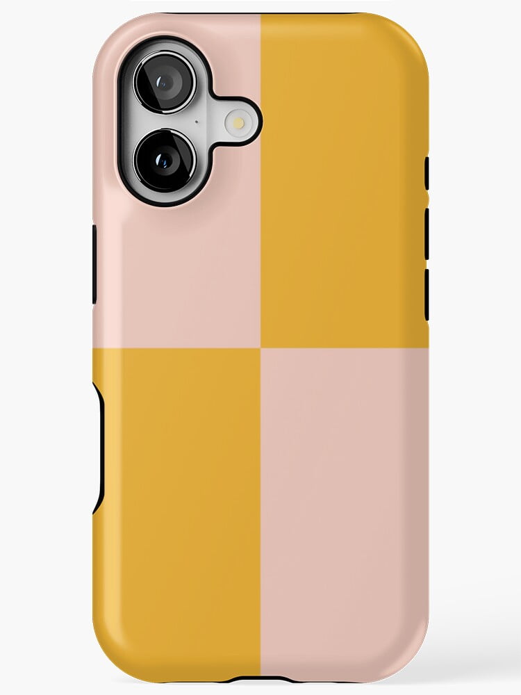 Big Check Marigold Mustard Orange Art iPhone Case 11 12 13 14 15 16 17 ...