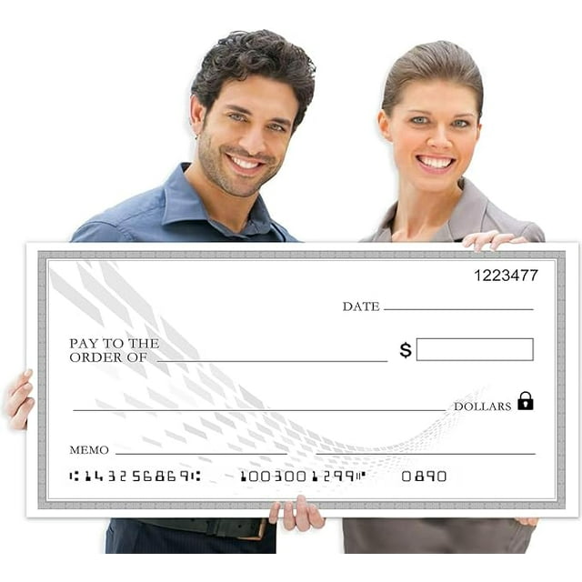 Big Checks for Presentations 30" x 16"- Giant Blank Check Oversized ...