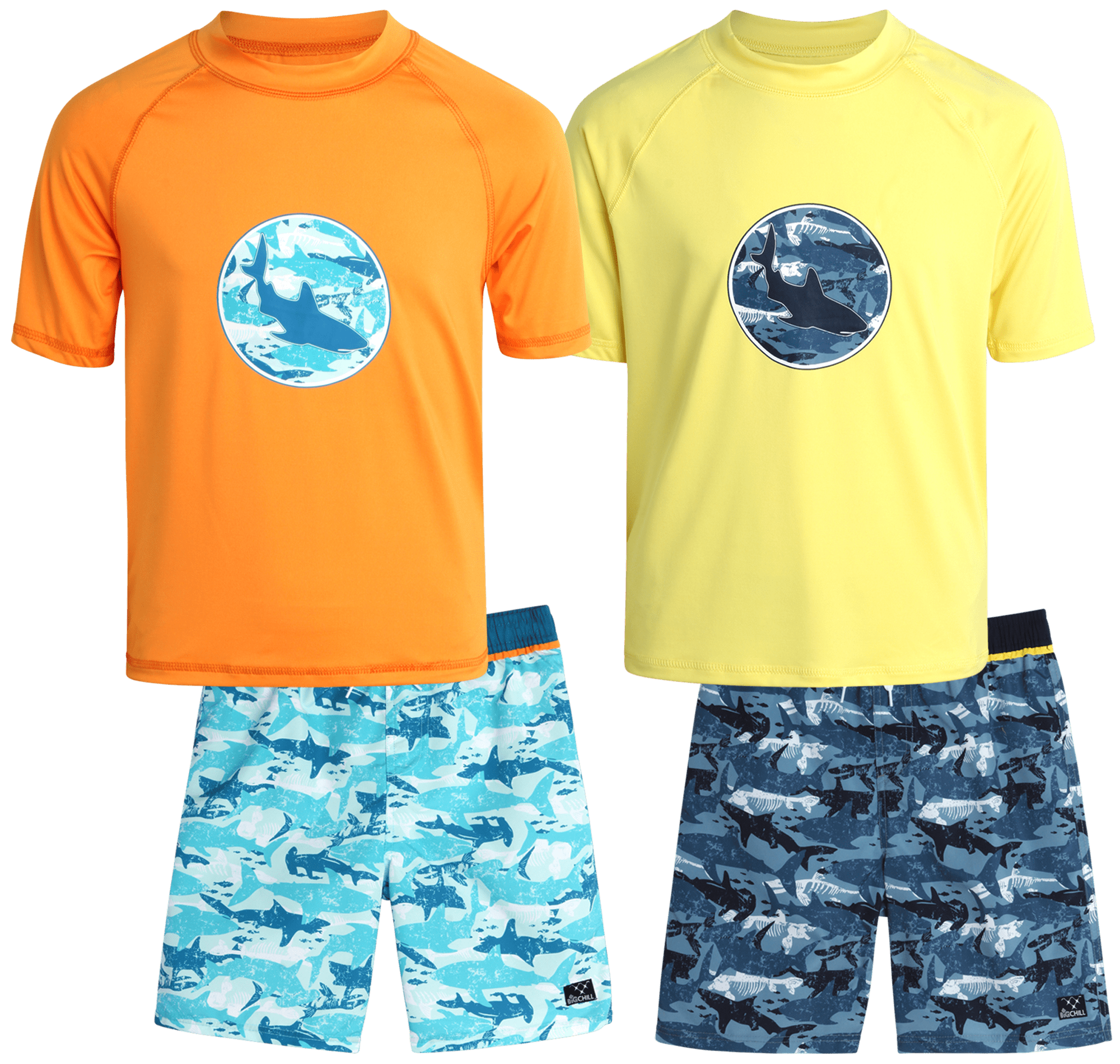 Big Chill Boys' Rash Guard Swimwear, 2-Pack UV Protection Trunks, Short ...