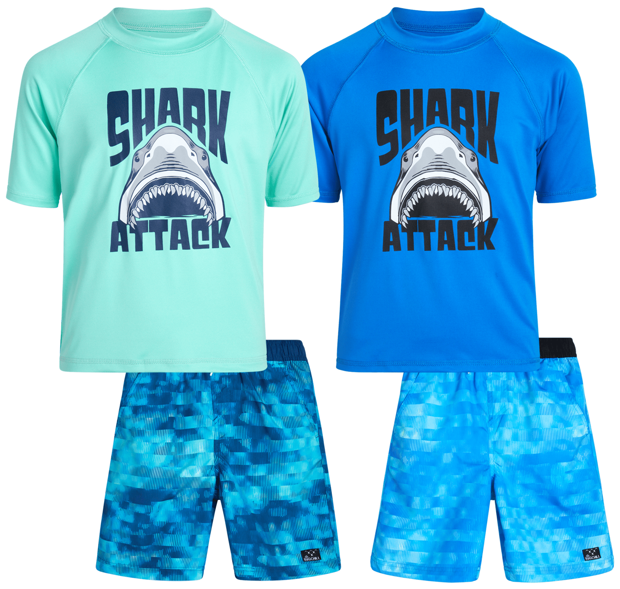 Big Chill Boys' Rash Guard Set - 2 Pack UPF 50+ Short Sleeve Swim Shirt ...