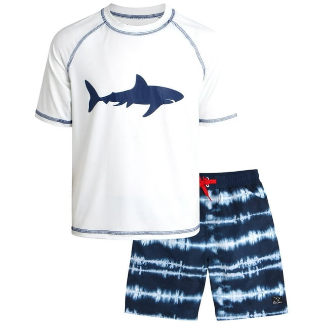 Big Chill Boys' Rash Guard Set - UPF 50+ Short Sleeve Swim Shirt and ...
