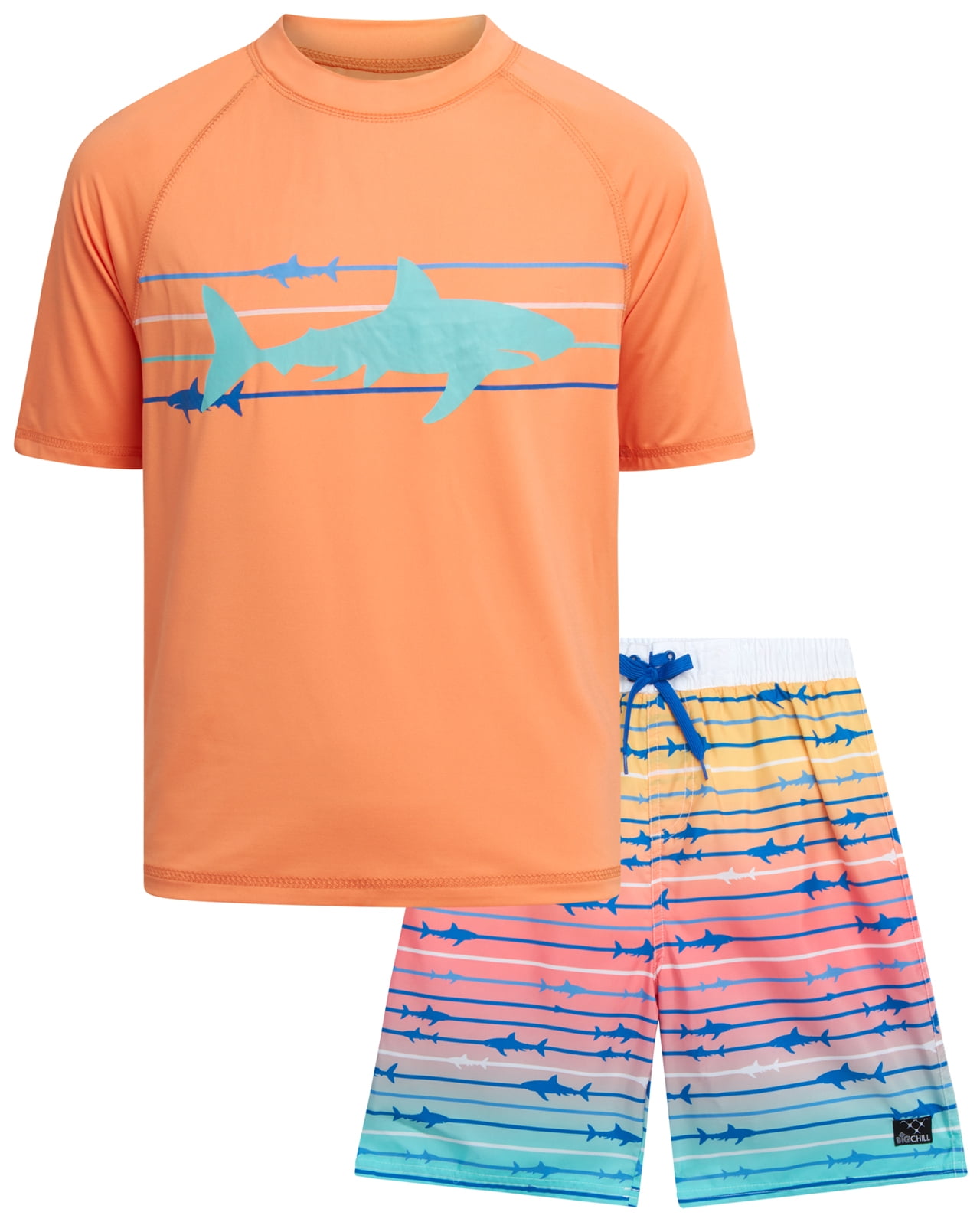 Big Chill Boys' Rash Guard Set - UPF 50+ Short Sleeve Swim Shirt and ...
