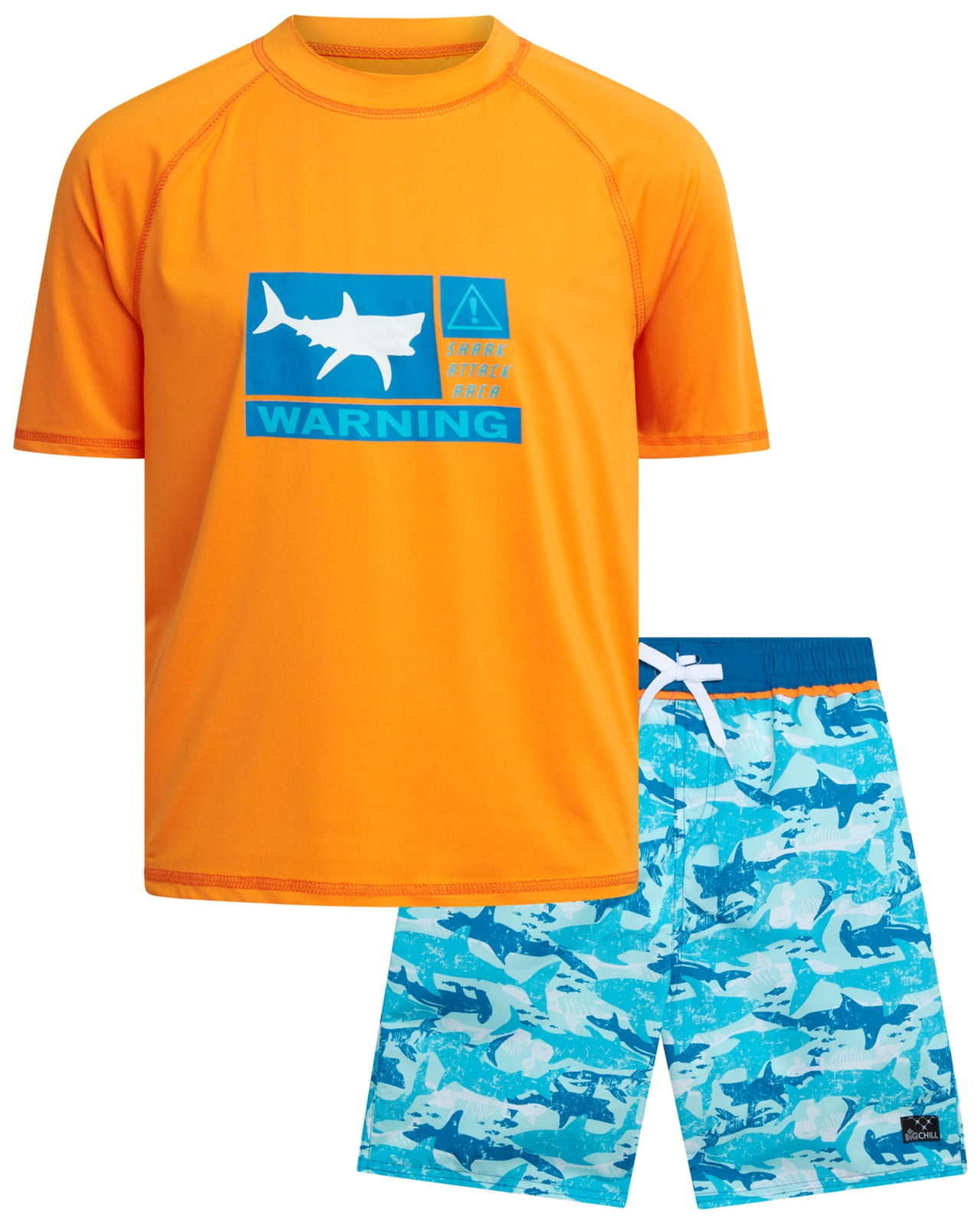 Big Chill Boys Rash Guard Set UPF 50+ Short Sleeve Beach Swimwear ...