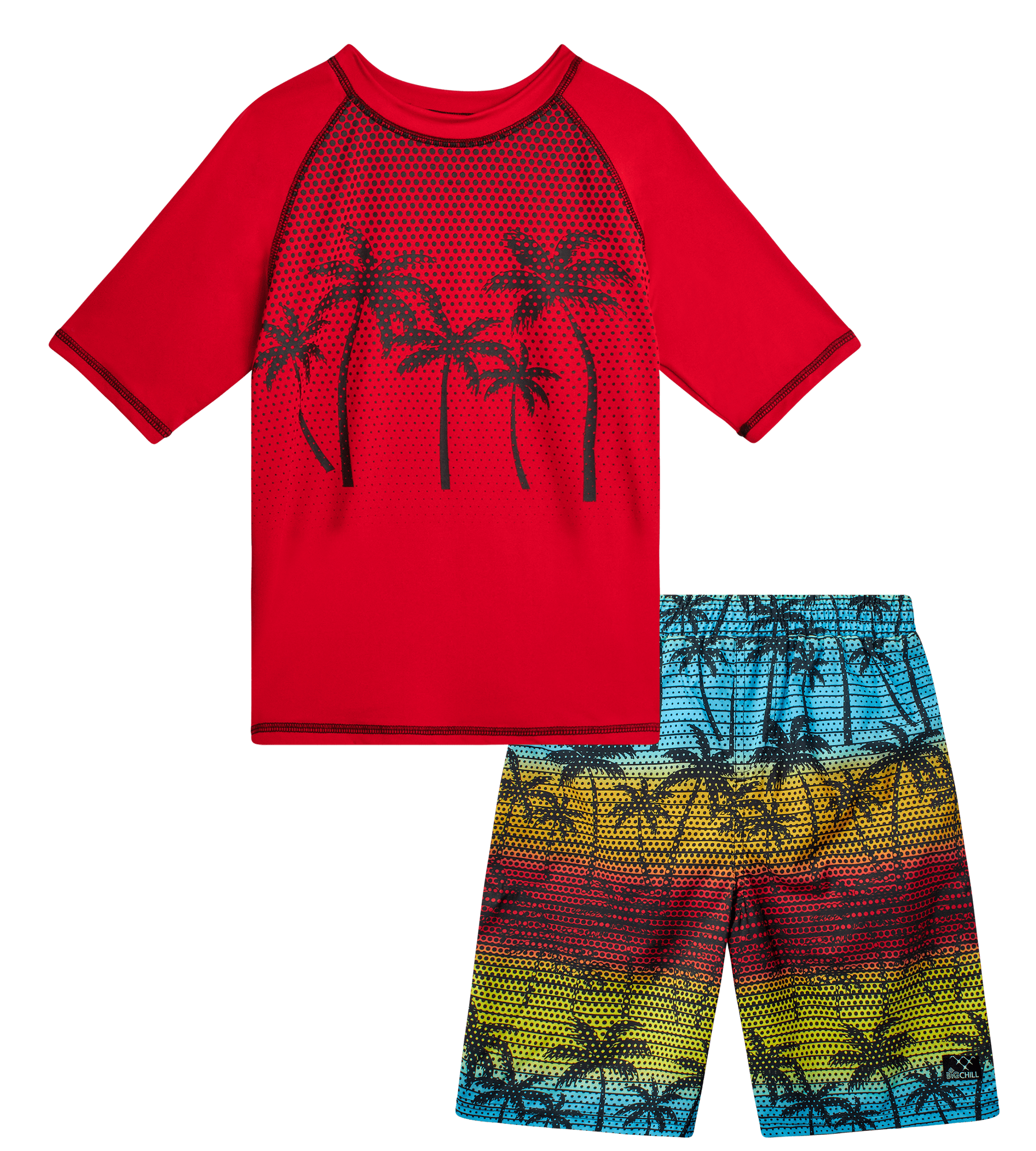 Big Chill Boys' Rash Guard Swimsuit - 2 Piece Rash Guard and Swim ...