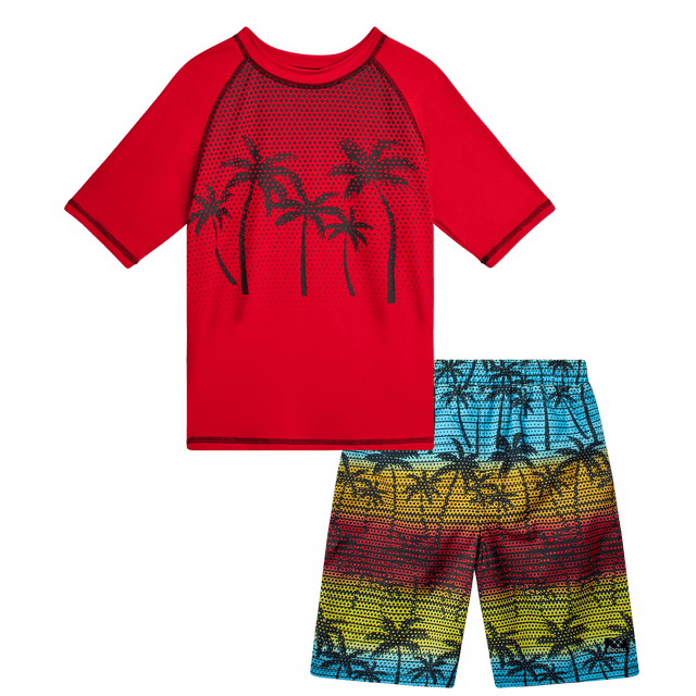 Big Chill Boys' Rash Guard Swimsuit - 2 Piece Rash Guard and Swim ...